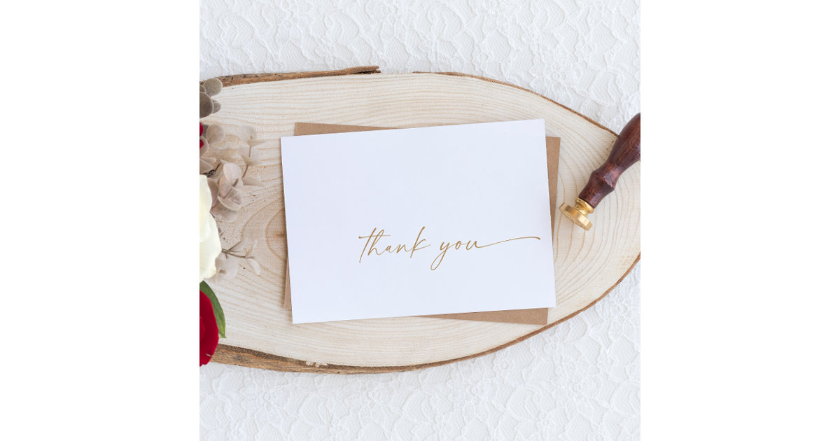 Modern Gold Script Thank You Card | Zazzle