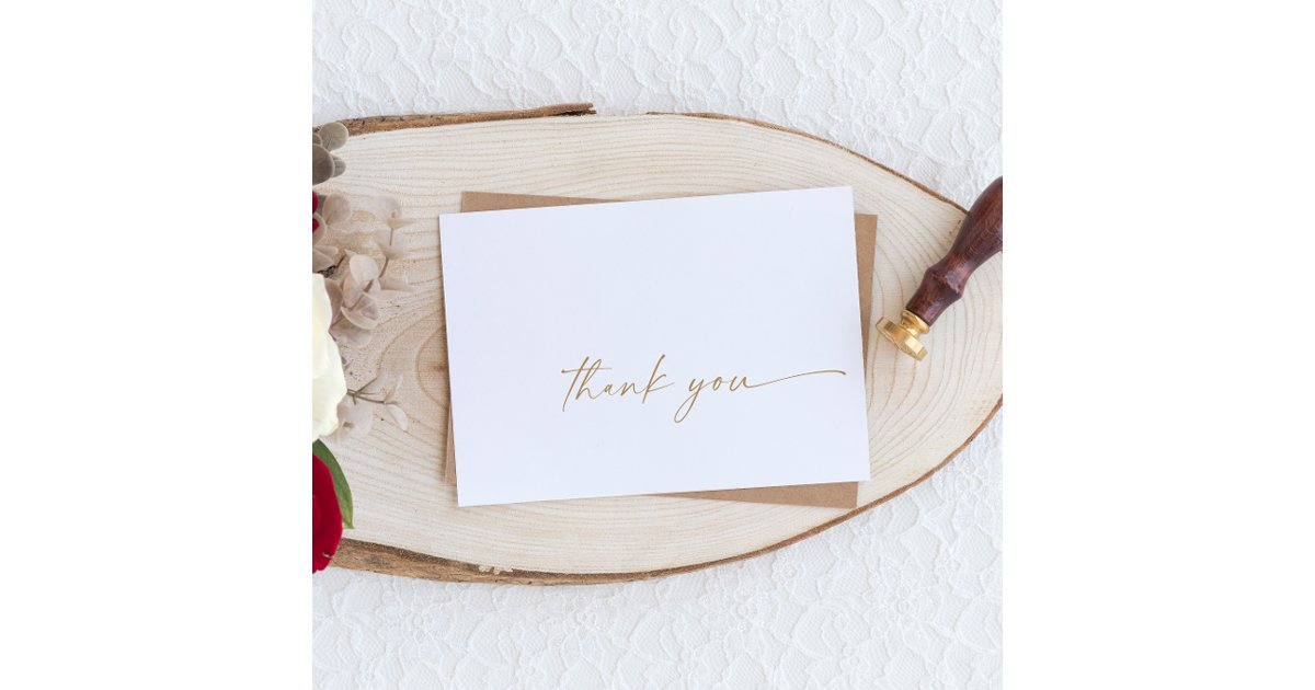 Modern Gold Script Thank You Card | Zazzle