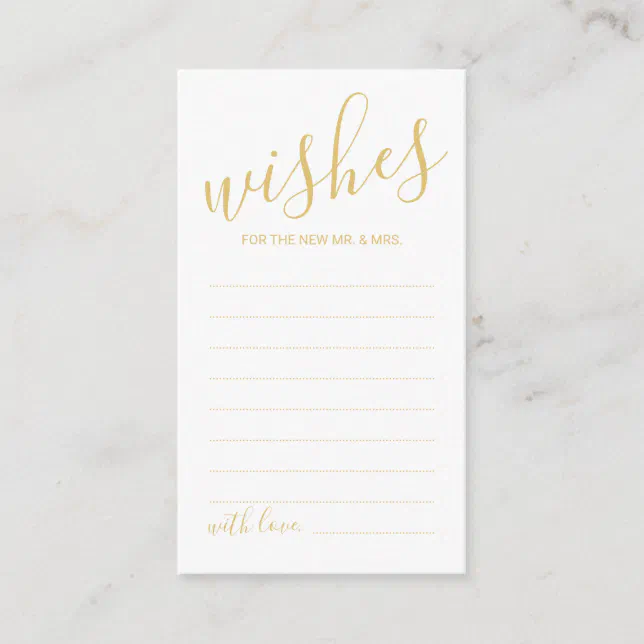 Modern Gold Script Wedding Advice and Wishes Card | Zazzle