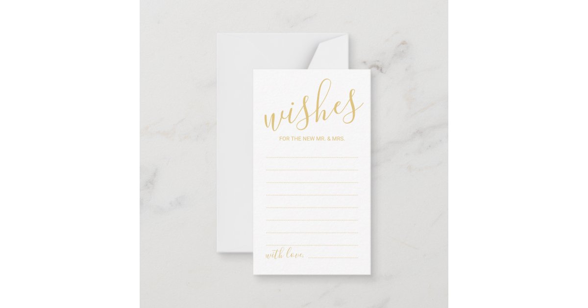 Modern Gold Script Wedding Advice and Wishes Card | Zazzle