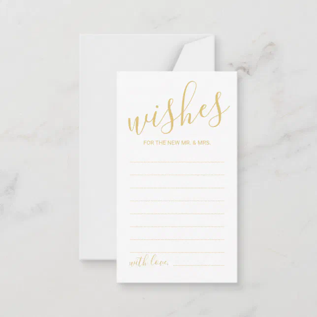 Modern Gold Script Wedding Advice and Wishes Card | Zazzle