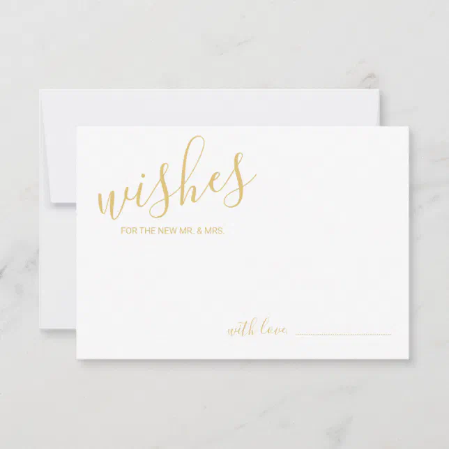 Modern Gold Script Wedding Advice and Wishes Card | Zazzle