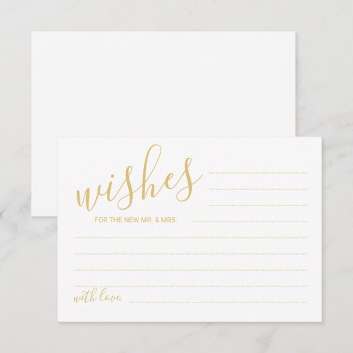 Modern Gold Script Wedding Advice and Wishes Card | Zazzle
