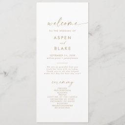 Modern Gold Script Wedding Program | Zazzle