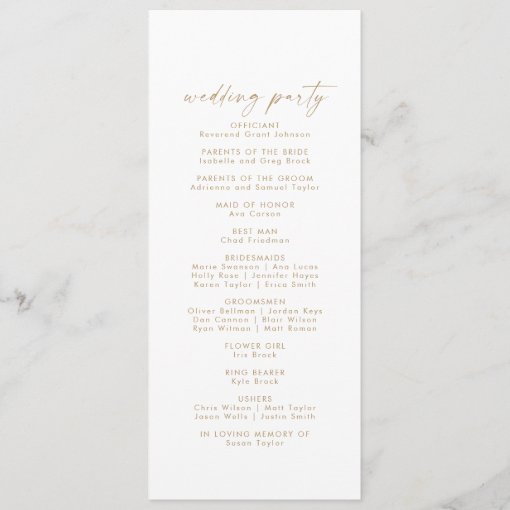 Modern Gold Script Wedding Program | Zazzle
