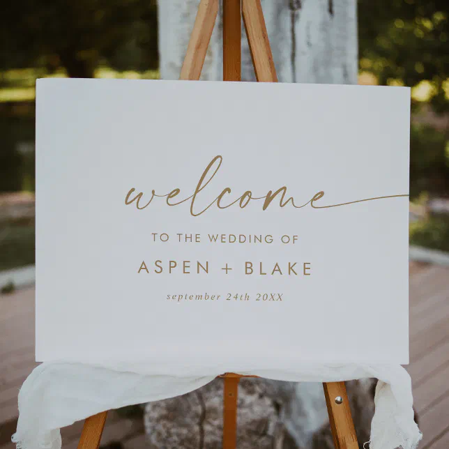 Modern Gold Script Wedding Welcome Foam Board | Zazzle