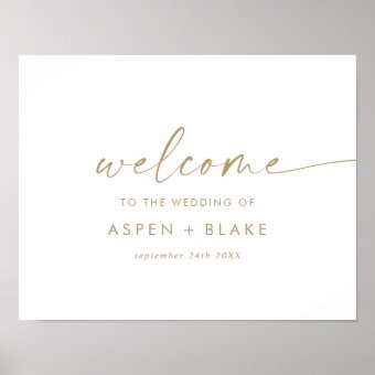 Modern Gold Script Wedding Welcome Poster | Zazzle