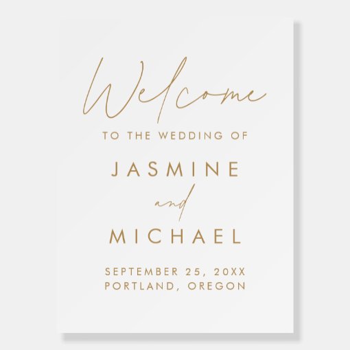 Modern Gold Script Wedding Welcome Sign | Zazzle