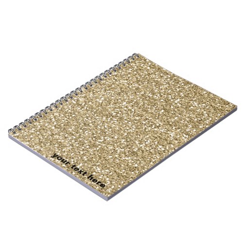 Modern Gold Sparkle Glitter with Your Text Notebook | Zazzle