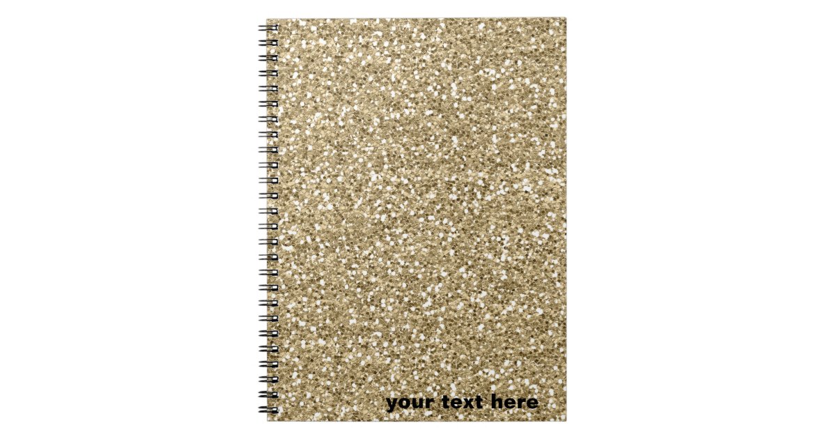 Modern Gold Sparkle Glitter with Your Text Notebook | Zazzle