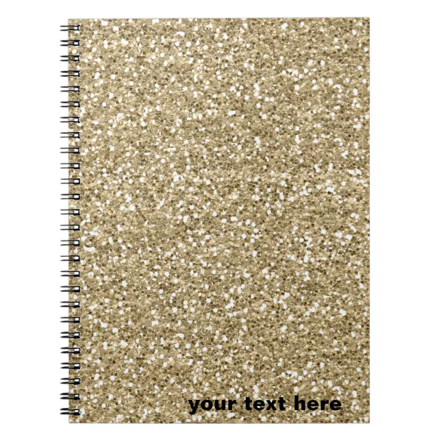 Modern Gold Sparkle Glitter with Your Text Notebook | Zazzle