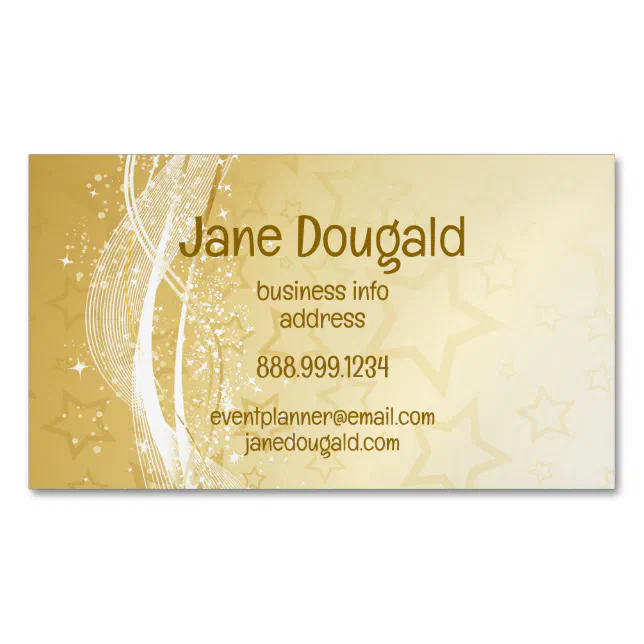 Modern Gold Sparkle Star Custom Business Card Magnet | Zazzle
