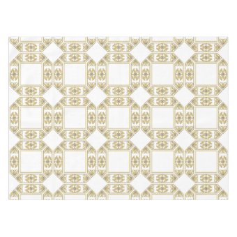 Modern Gold Square Diamond Geometric Pattern White Tablecloth | Zazzle