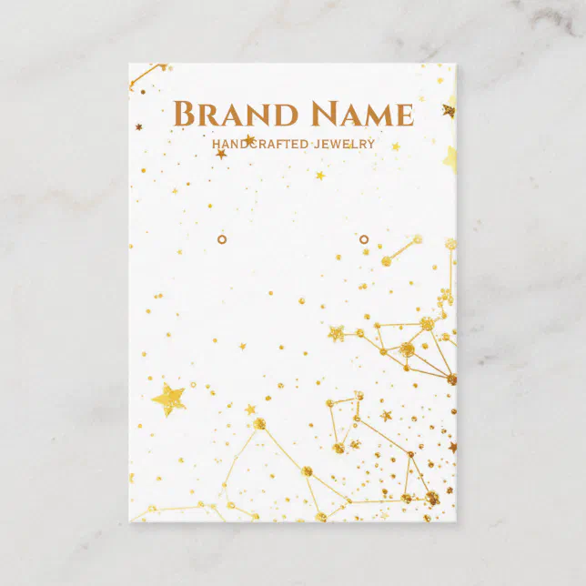 Modern Gold Star Line Art Earring Display Business Card | Zazzle
