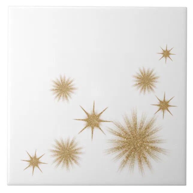 Modern Gold Starburst Ceramic Tile | Zazzle