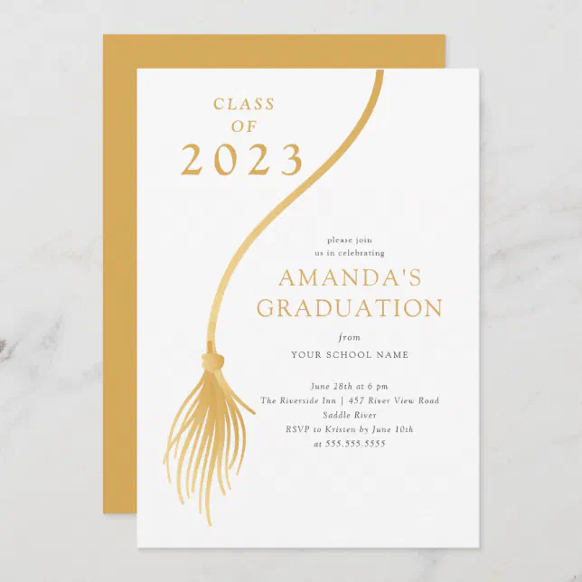 Modern Gold Tassel Graduation Party Invitation | Zazzle