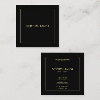 Modern Gold Text Elegant Black Professional Square Business Card | Zazzle
