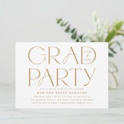 Modern Gold Typography Graduation Party Invitation | Zazzle