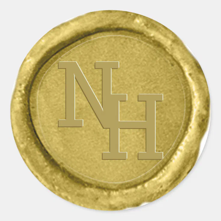 Modern Gold Wax Seal Monogram Initials Sticker | Zazzle