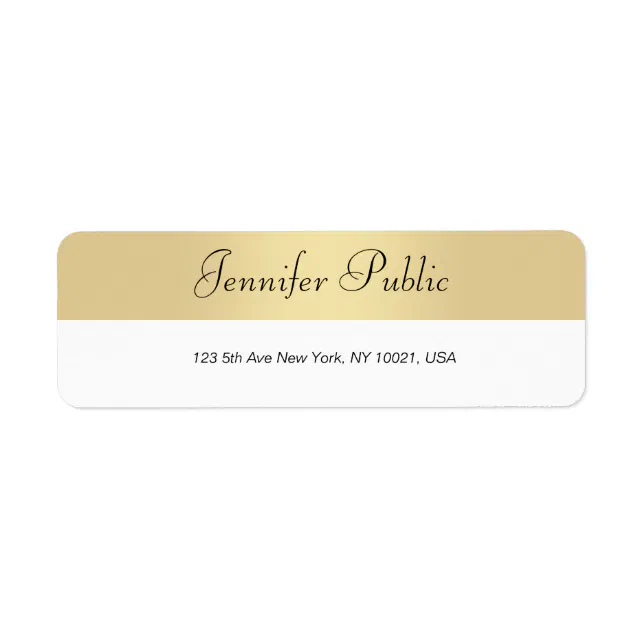 Modern Gold White Hand Script Minimalist Elegant Label | Zazzle