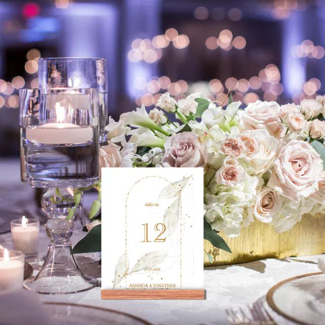 Modern Golden Arch Wedding Table Card Number | Zazzle