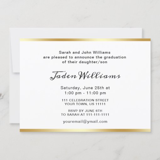 Modern Golden Green PHOTO Graduation Invitation | Zazzle