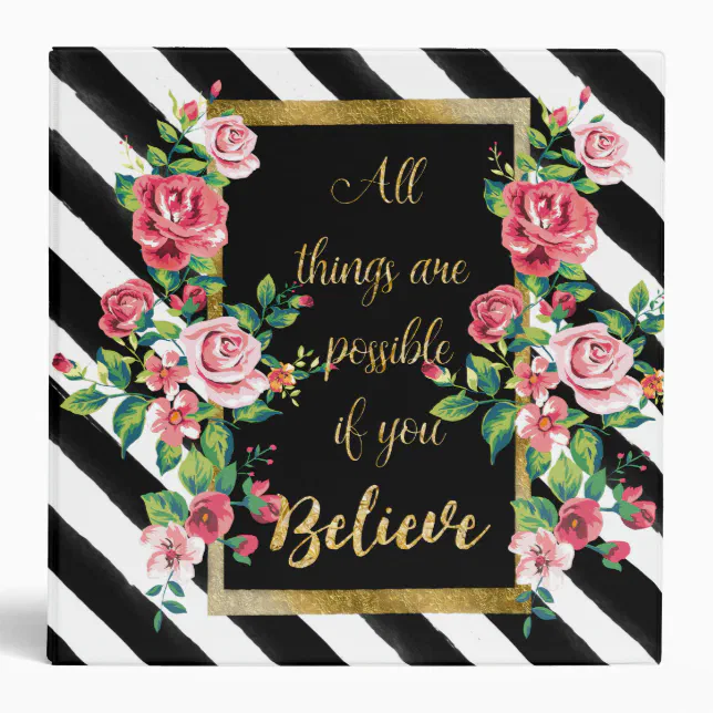 Modern golden inspirational quote 3 ring binder | Zazzle