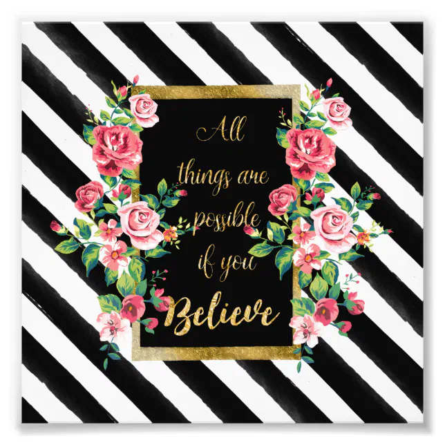 Modern golden inspirational quote photo print | Zazzle