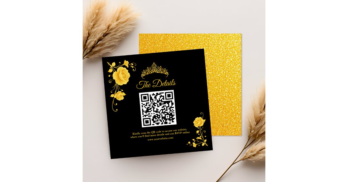 Modern Golden Minimalist Quinceañera QR RSVP Enclosure Card | Zazzle