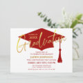 Modern Golden Red Graduation Party Invitation | Zazzle