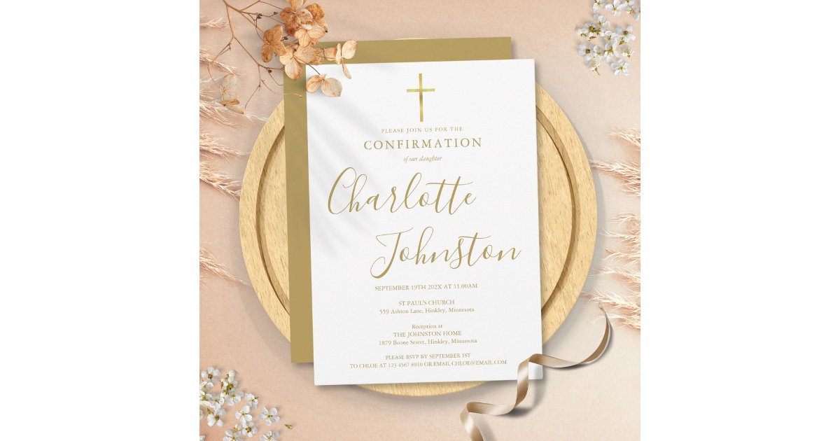 Modern Golden Signature Confirmation Invitation | Zazzle