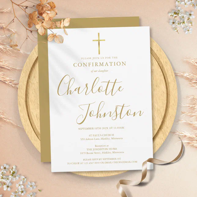 Modern Golden Signature Confirmation Invitation | Zazzle