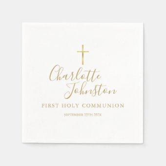 Modern Golden Signature First Holy Communion Napkins | Zazzle
