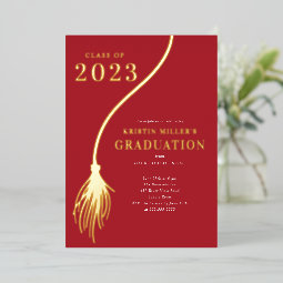 Modern Golden Tassel Graduation Foil Invitation | Zazzle