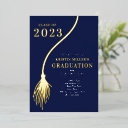 Modern Golden Tassel Graduation Invitation Foil Invitation | Zazzle