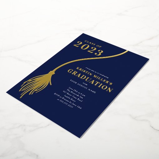 Modern Golden Tassel Graduation Invitation Foil Invitation | Zazzle