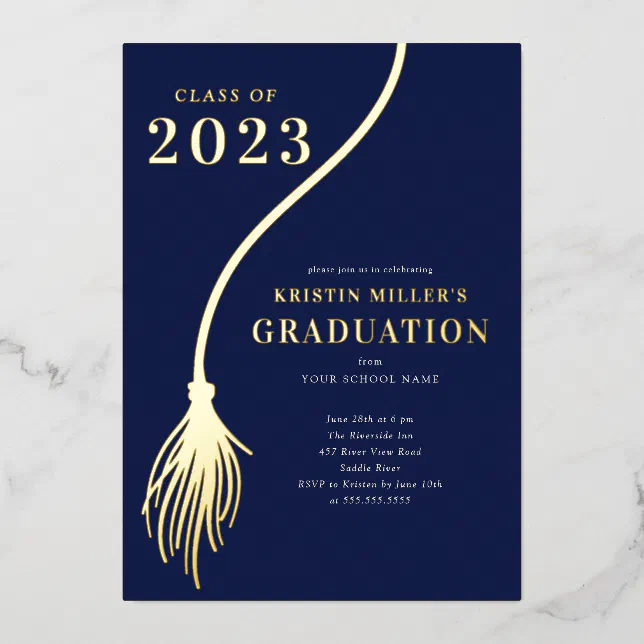 Modern Golden Tassel Graduation Invitation Foil Invitation | Zazzle