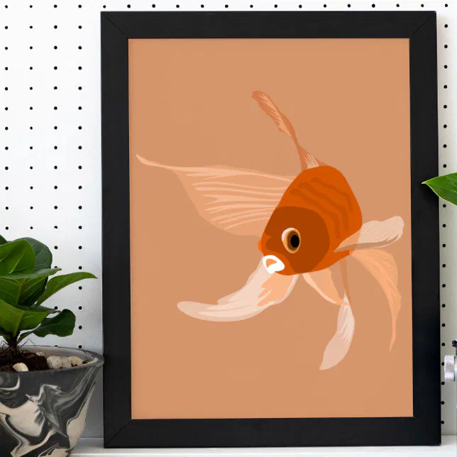 Modern goldfish simple minimal vector illustration poster | Zazzle