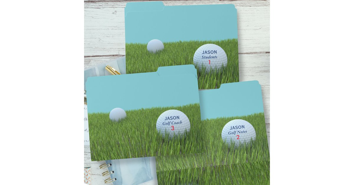 Modern Golfer Blue and Green Sports Golf Coach File Folder | Zazzle