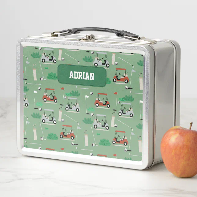 Modern Golfer Golf Theme Personalized Name Metal Lunch Box | Zazzle