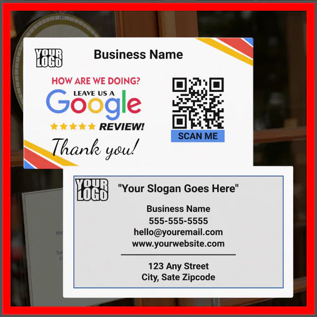 Modern Google Review W/ QR Code Link Template Business Card | Zazzle