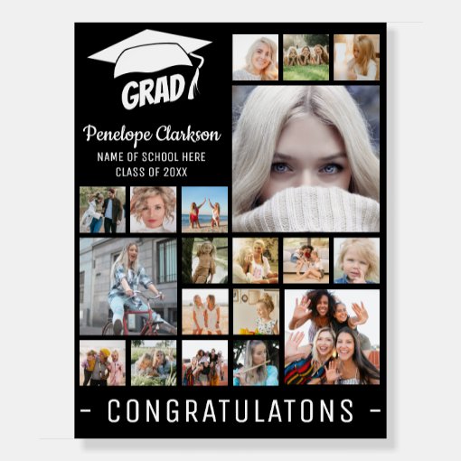 Modern GRAD 13 x photo collage Graduation Party Foam Board | Zazzle