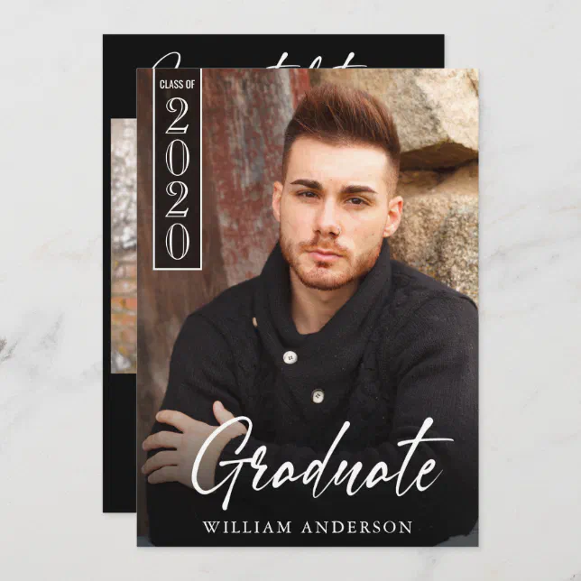 Modern Grad 2 PHOTO Graduation Party Invitation | Zazzle