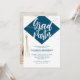 Modern GRAD Cap Blue Gold Photo Graduation Party Invitation | Zazzle