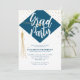 Modern GRAD Cap Blue Gold Photo Graduation Party Invitation | Zazzle