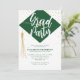 Modern GRAD Cap Green Gold Photo Graduation Party Invitation | Zazzle