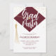 Modern GRAD Cap Red Gold Photo Graduation Party Invitation | Zazzle