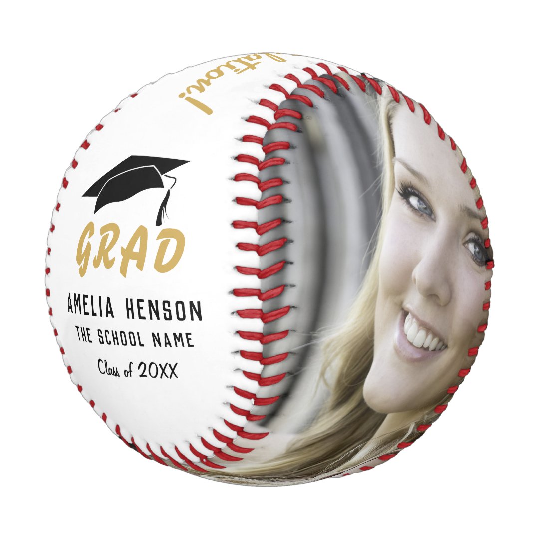 Modern Grad Congratulations Graduation Photo Baseball | Zazzle