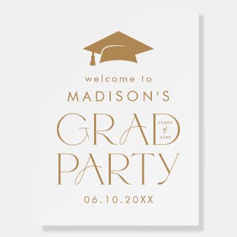 Modern Grad Gold Graduation Party Welcome Sign | Zazzle
