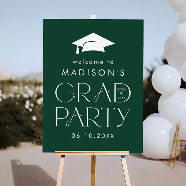 Modern Grad Green Graduation Party Welcome Sign | Zazzle